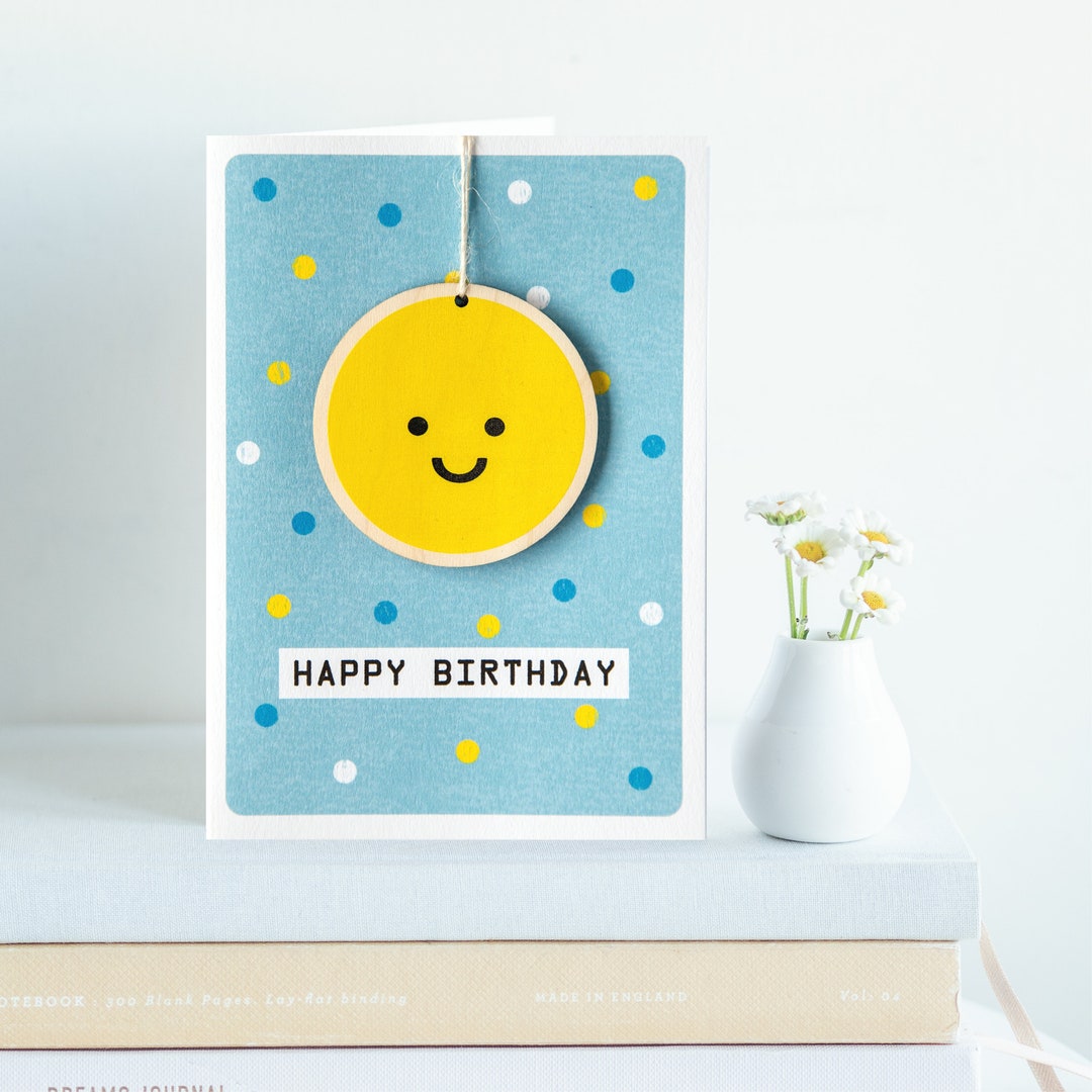Smiley Face Birthday Card: Keepsake Wooden Decoration - Etsy UK