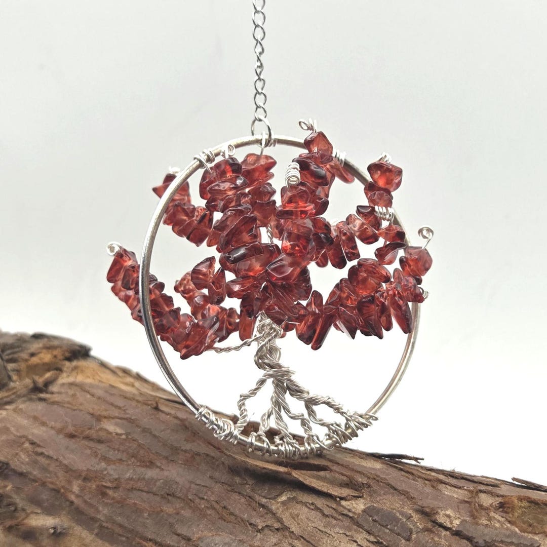 Japanese Maple Inspired Tree of Life Sun Catcher, Recycled Gemstone ...