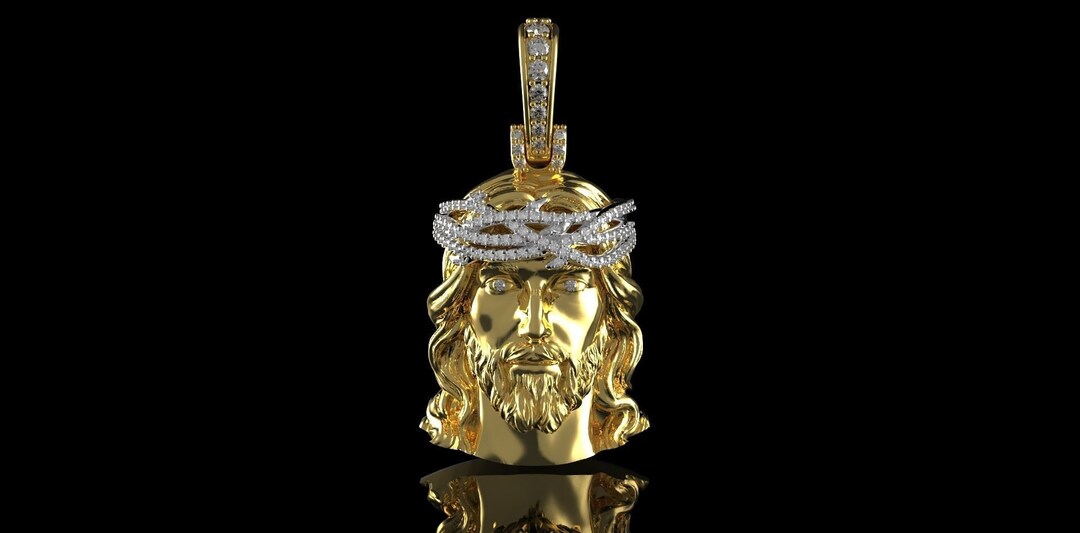 18kt Gold Jesus Pendant Silver Diamonds Zircons Design Symbol Gift ...