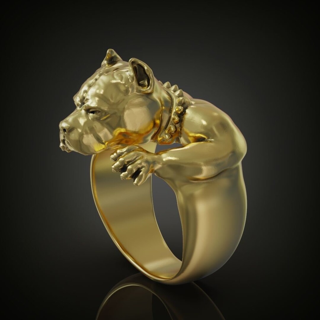 Pitbull Ring Silver 18kt Gold Animalier Man Unisex Gift Made - Etsy