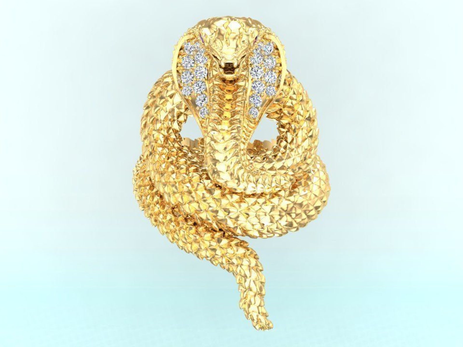 Cobra Ring 18kt Gold Silver Diamonds Rubies Animalier Snake Aggressive ...