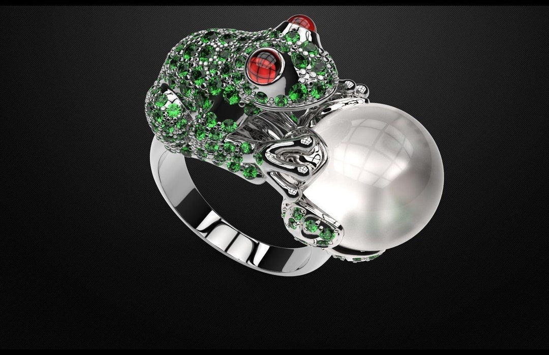 Animalier Frog Ring 18kt White Yellow Emeralds Rubies Made in Italy ...