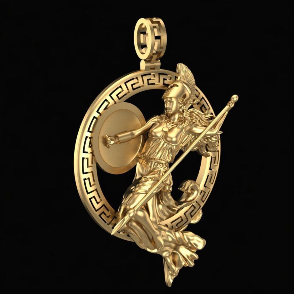 Athena Goddess Pendant Ancient Greece 18kt Gold Silver Warrior - Etsy