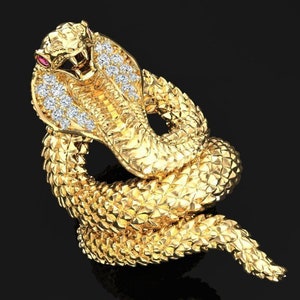 Cobra Ring 18kt Gold Silver Diamonds Rubies Animalier Snake Aggressive ...
