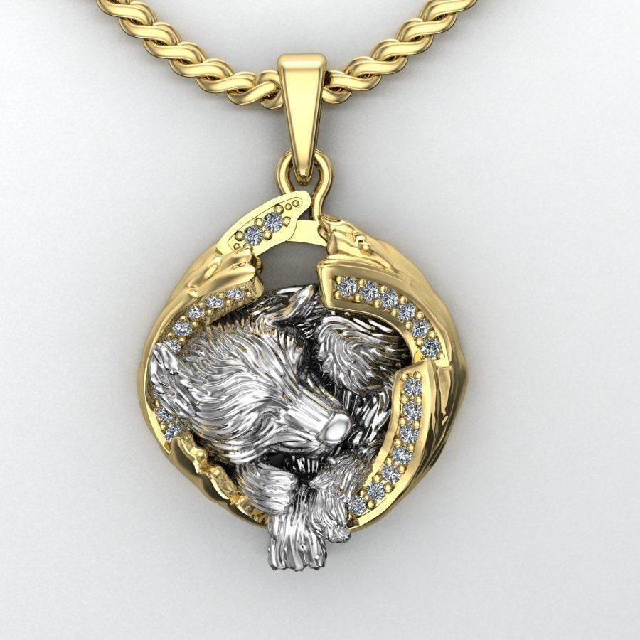 18kt Gold Animal Pendant Small Precious Wolf Gift for Woman - Etsy