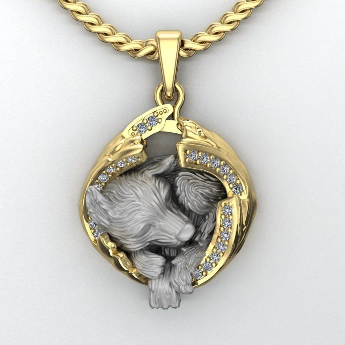 18kt Gold Animal Pendant Small Precious Wolf Gift for Woman - Etsy