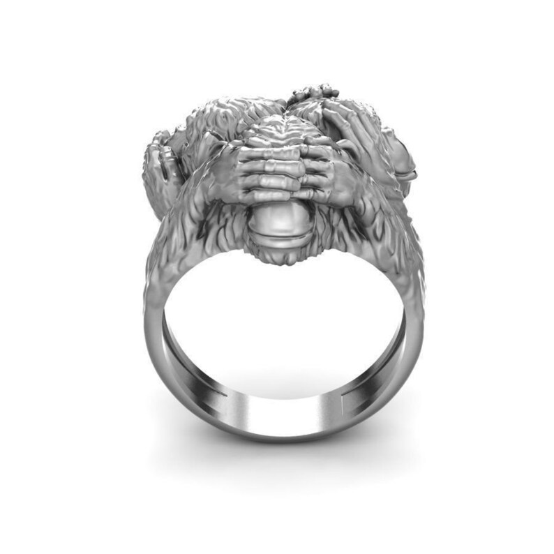 Ring Three Monkeys 18kt Gold Silver Unisex Fashion Gift - Etsy