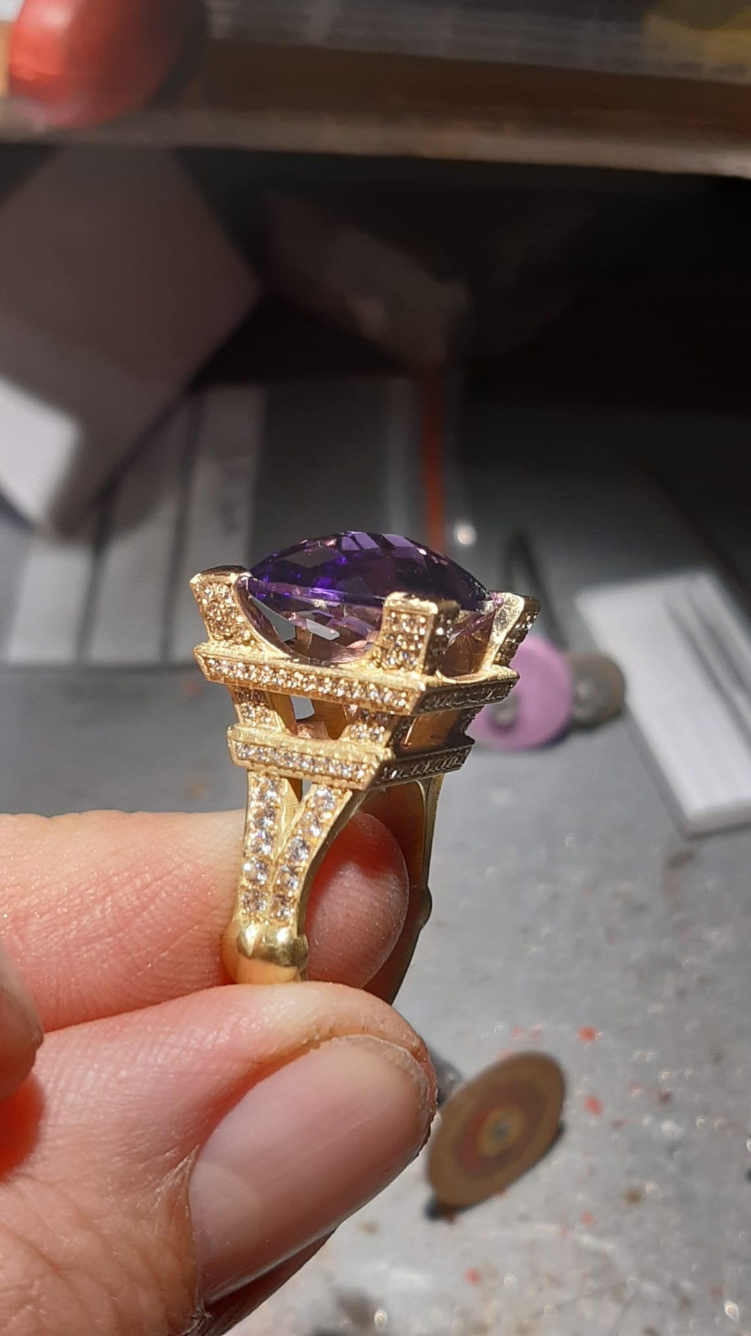 18kt Gold Eiffel Tower Ring Various Colors Amethyst Citrine Diamonds ...