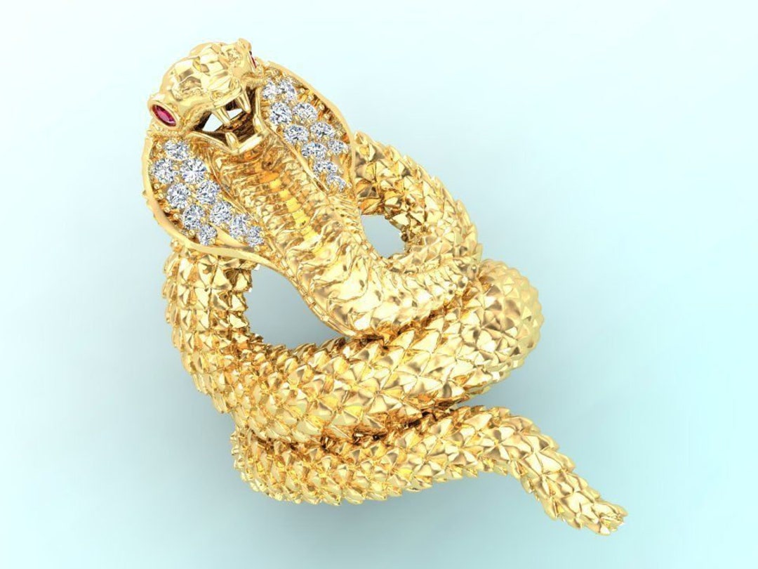 Cobra Ring 18kt Gold Silver Diamonds Rubies Animalier Snake Aggressive ...