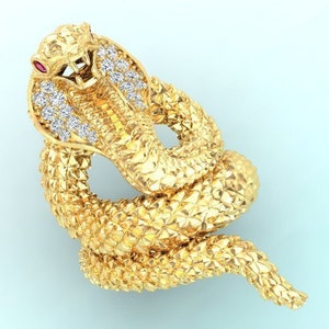 Cobra Ring 18kt Gold Silver Diamonds Rubies Animalier Snake Aggressive ...