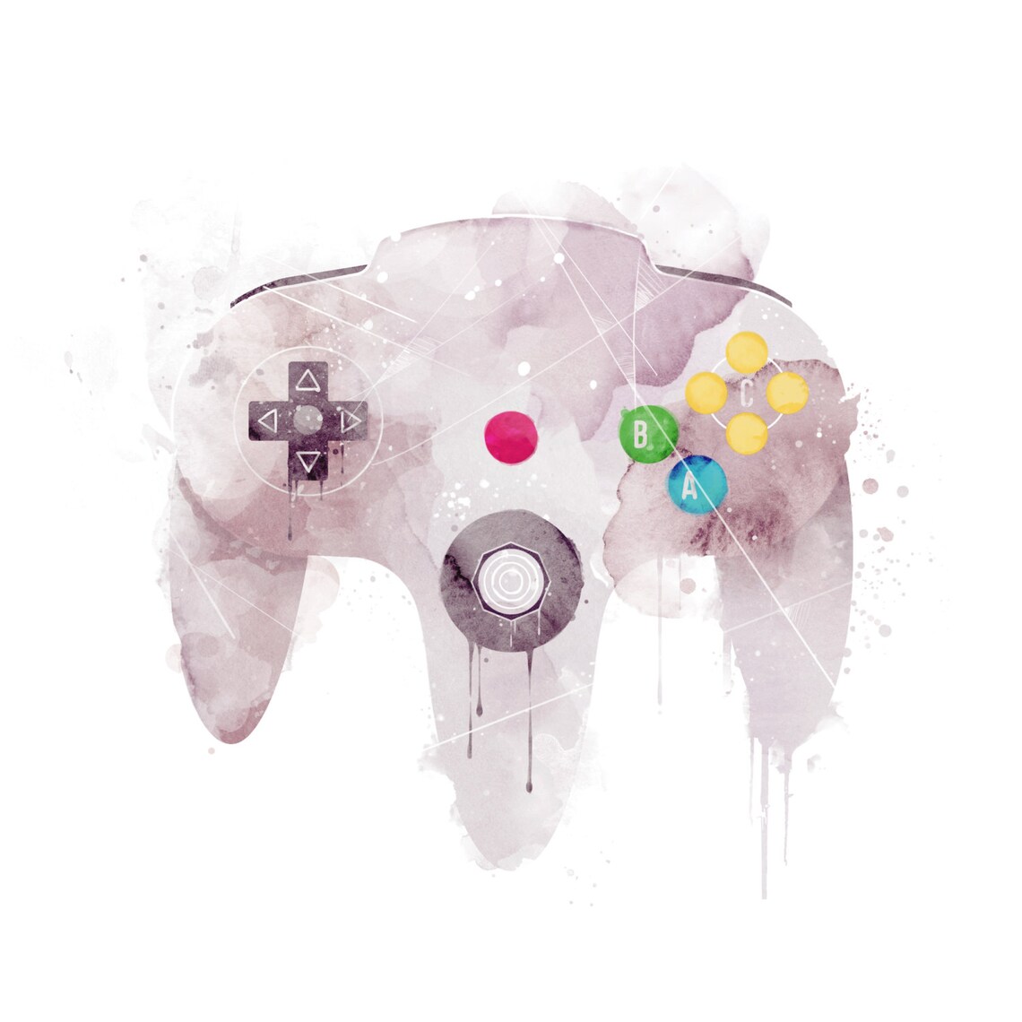 Nintendo Controllers Art Print Video Game Poster Watercolor - Etsy