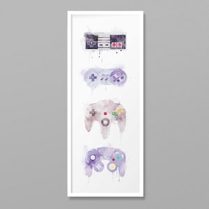 Nintendo Controllers Art Print Video Game Poster Watercolor Style ...