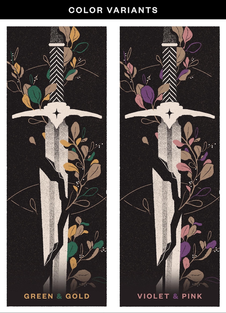 Broken Sword With Leaves and Flowers, Fantasy Art Print - Etsy