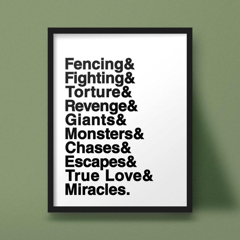 Princess Bride, Typographic Poster, Fencing Fighting Torture Revenge ...