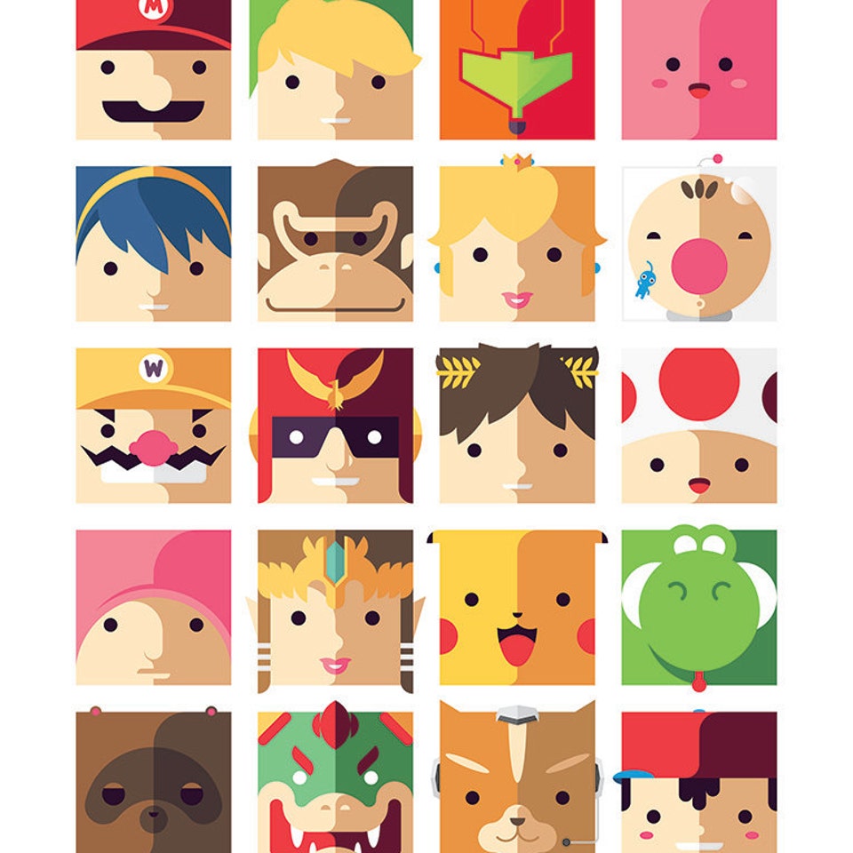 Nintendo Characters Cute Modern Geek Art Premium Matte Vertical Posters ...