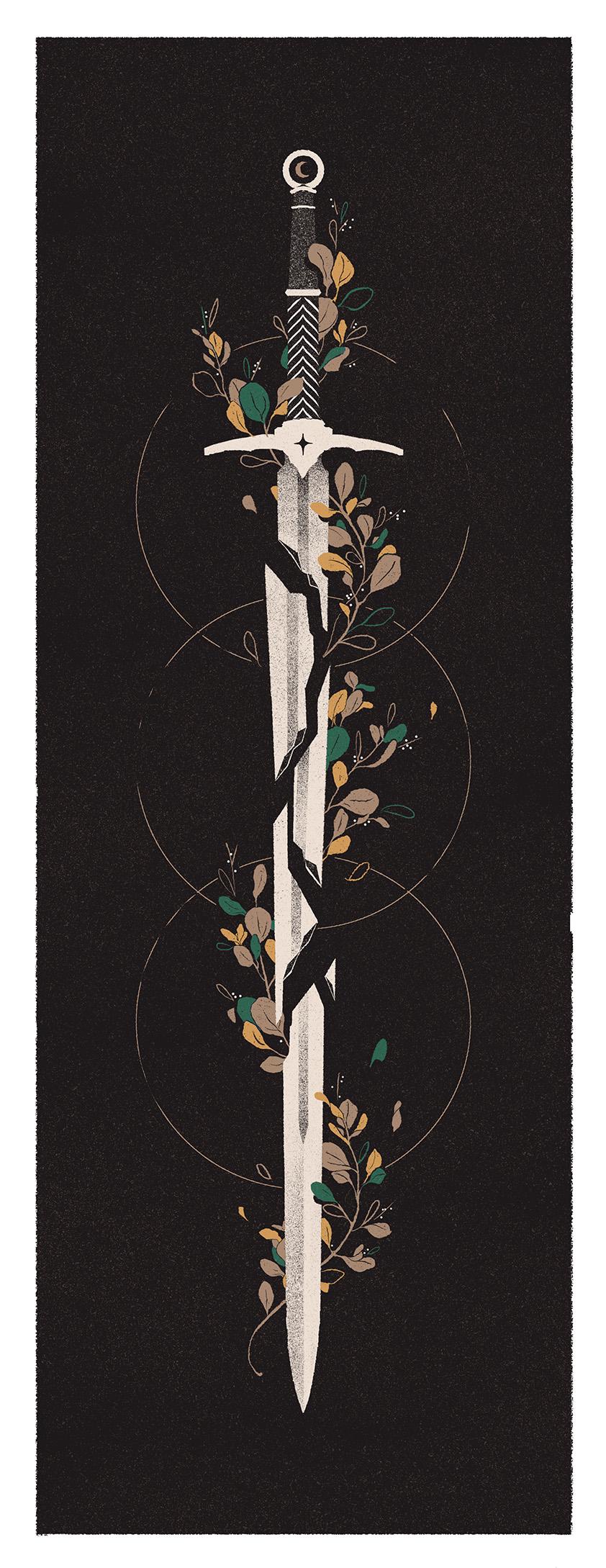 Broken Sword With Leaves and Flowers, Fantasy Art Print - Etsy