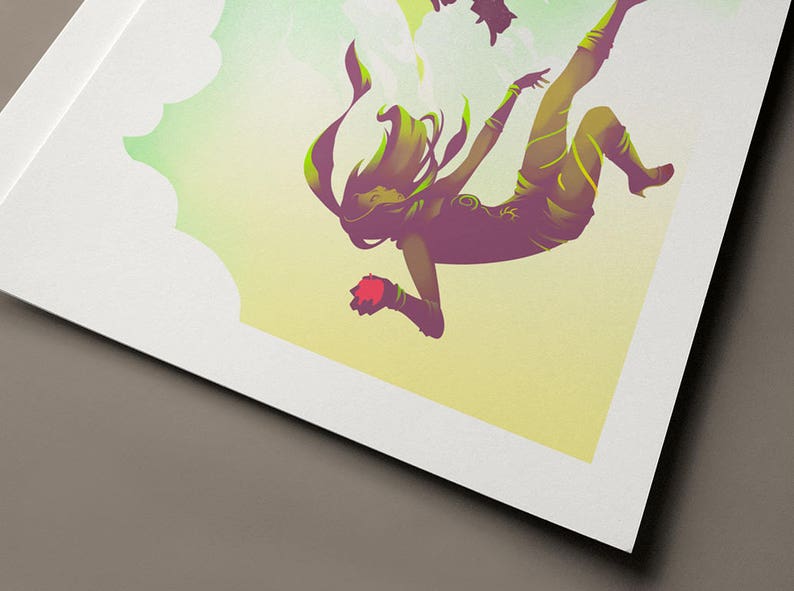 Gravity Rush Kat and Dusty Art Print Flying Through Clouds and Sky ...