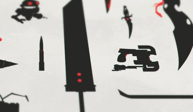 Video Game Weapons Gaming Swords Guns Collage Print Poster - Etsy UK