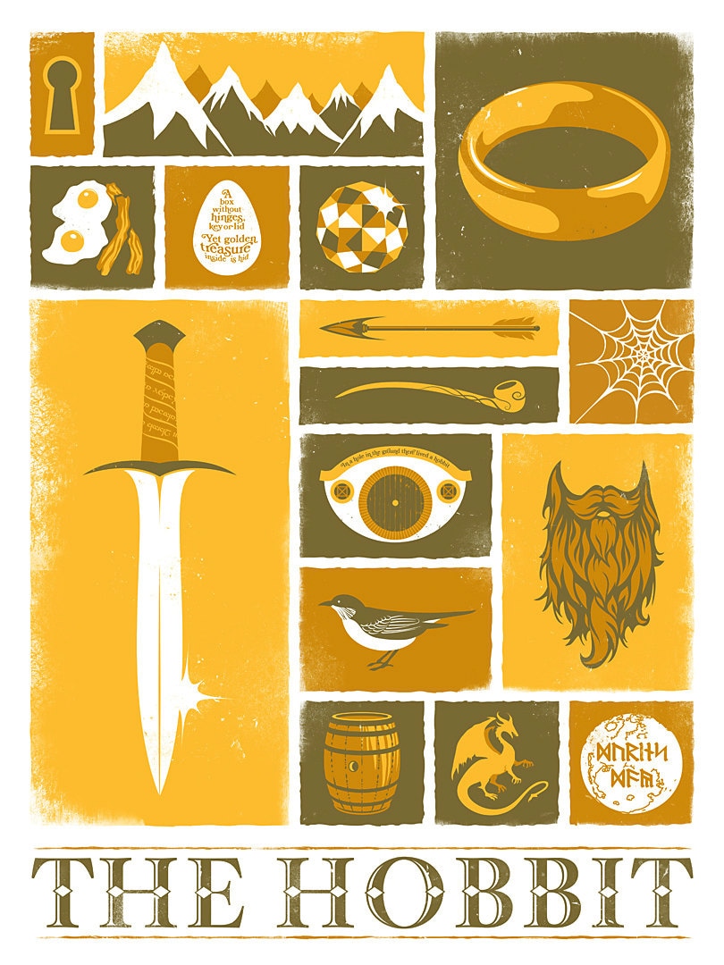 The Hobbit Art Print Tolkien Lord of the Rings Fantasy Design - Etsy