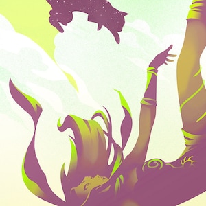 Gravity Rush Kat and Dusty Art Print Flying Through Clouds and Sky ...