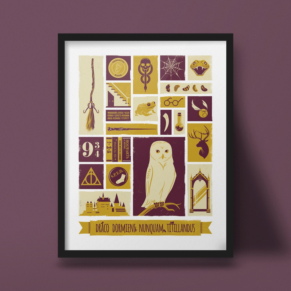 Harry Potter Poster Art Print Hogwarts Design | Etsy