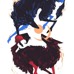 Skoll and Hati, Wolves of Norse Mythology Fine Art Print Illustration ...