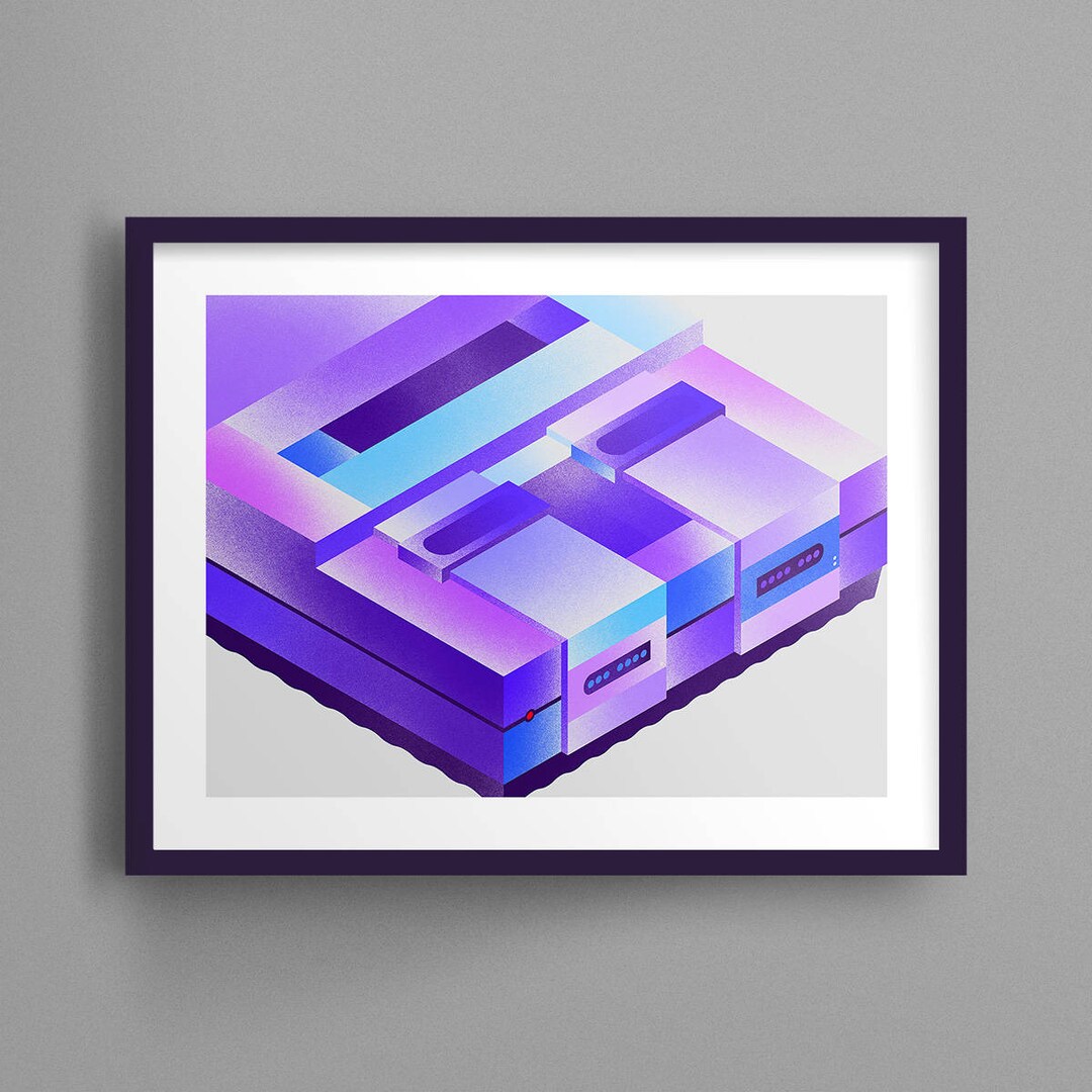Retro SNES Console Art Print, Geometric Modern Design - Etsy
