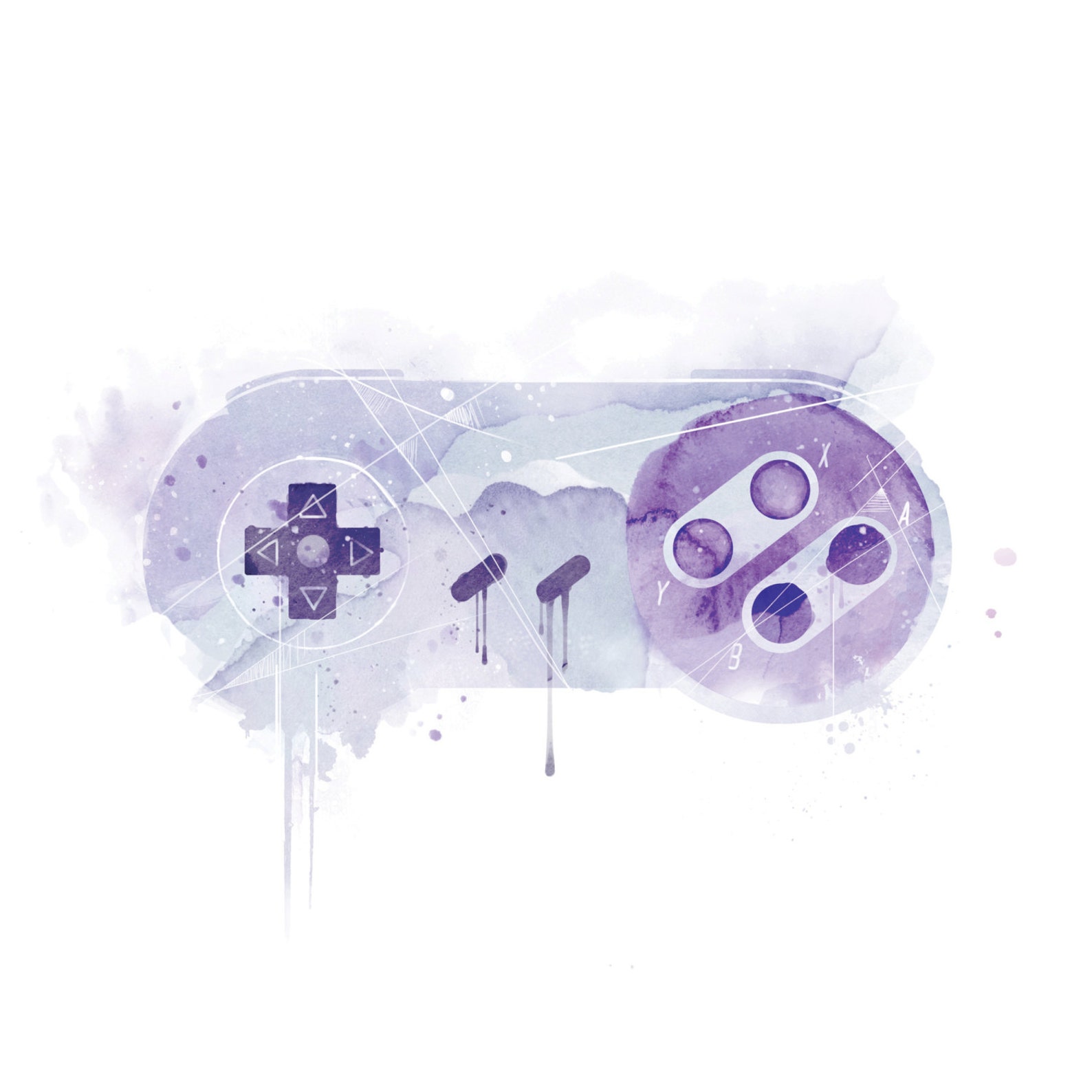 Nintendo Controllers Art Print Video Game Poster Watercolor - Etsy
