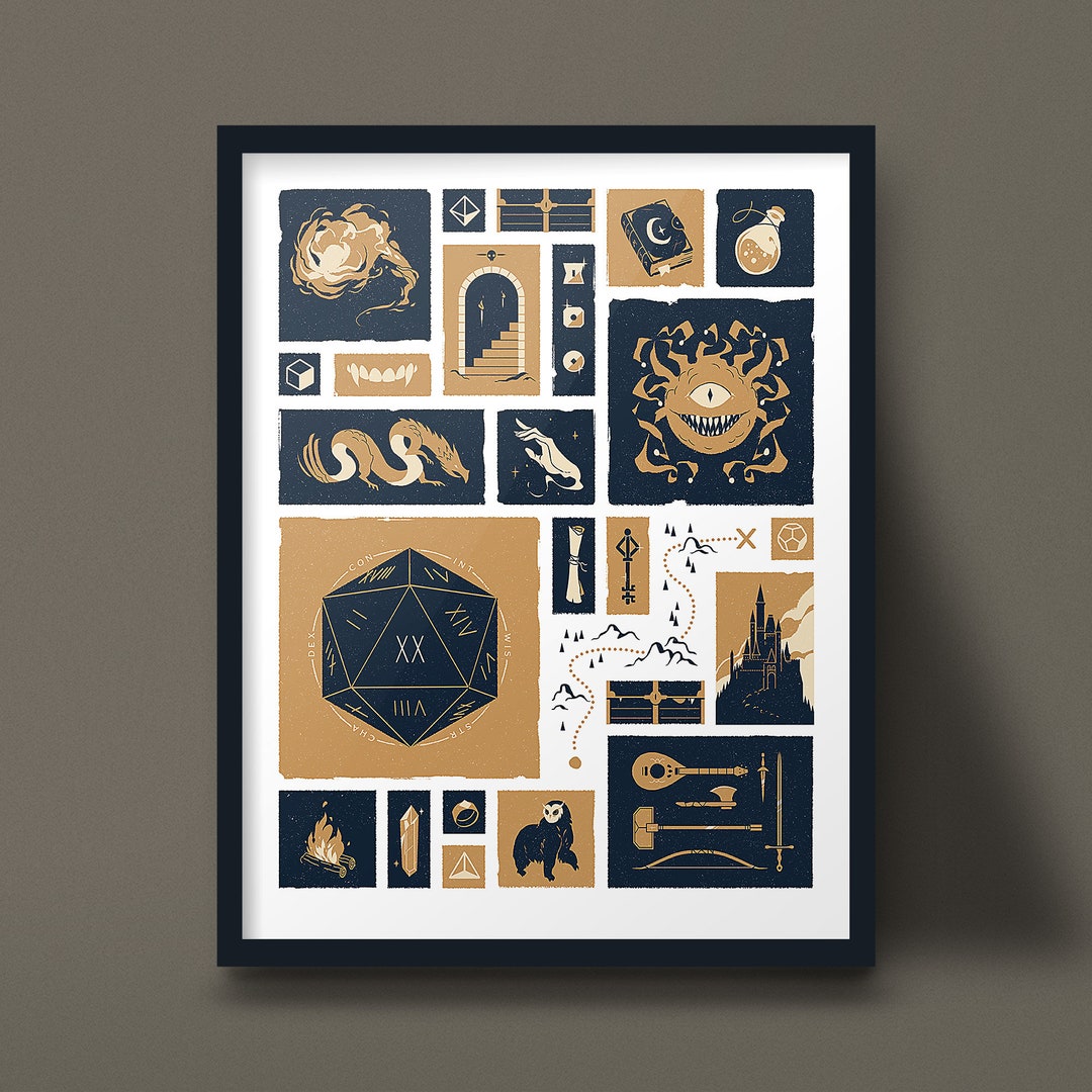 Dungeons and Dragons Inspired Iconic Art Print - Multiple Color Options ...