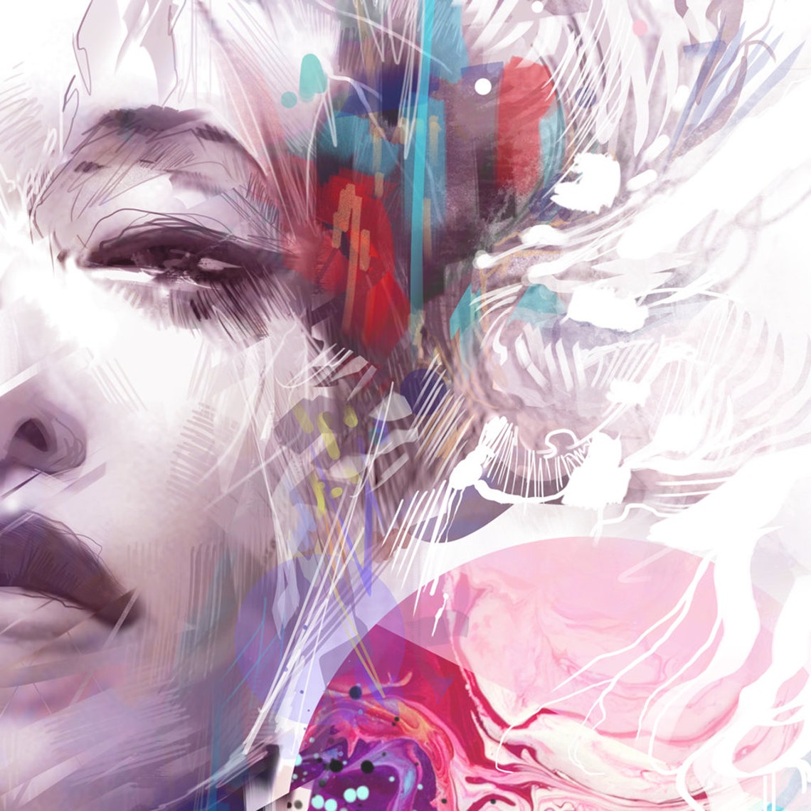 Leaves Foliage Abstract Portrait Drawing Botanical Art Print | Etsy