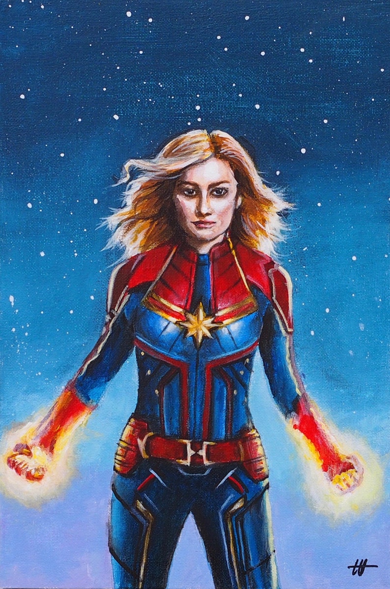 SALE Original Acrylic Painting 'Captain Marvel' 33 | Etsy