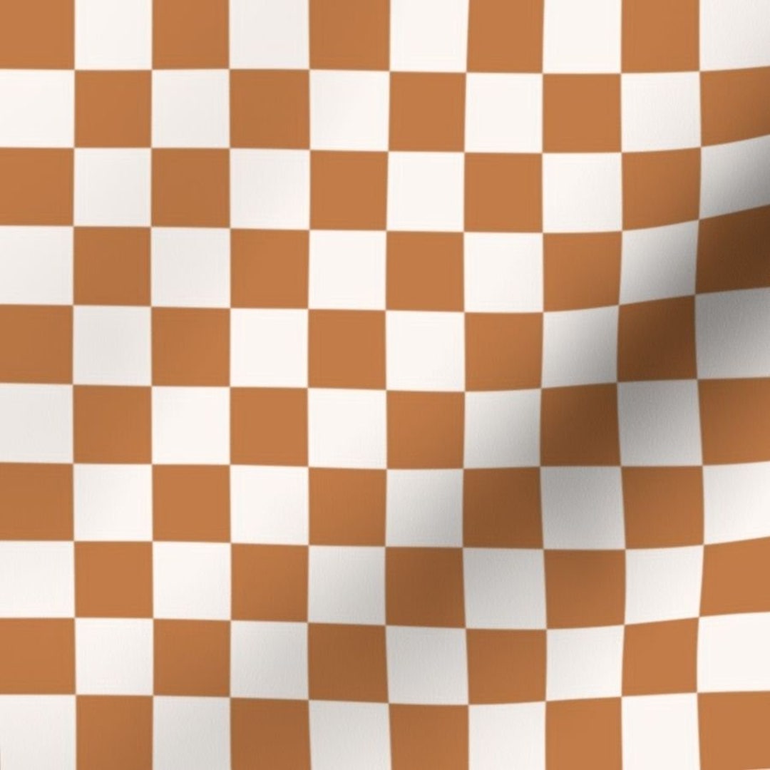 Modern Checkered Fabric by the Yard Checkered Burnt Orange Fabric Burnt ...