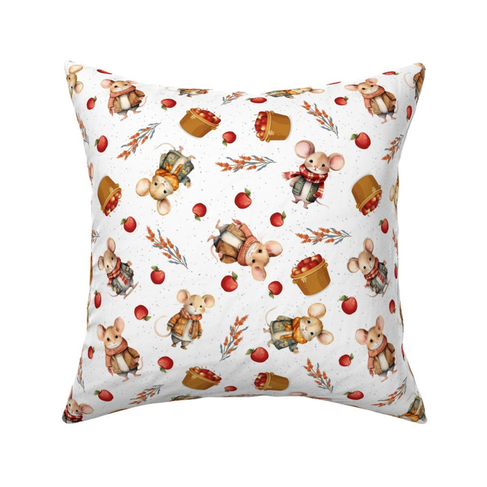 Autumn Mice Apple Fabric by the Yard Fall Harvest Mouse Quilting Cotton ...