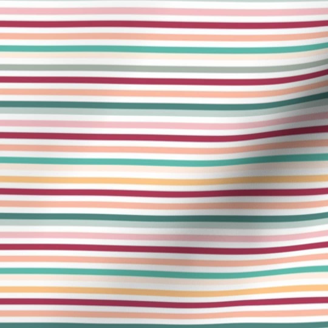 Small Retro Stripe Fabric by the Yard Colorful Rainbow Stripe Vintage ...