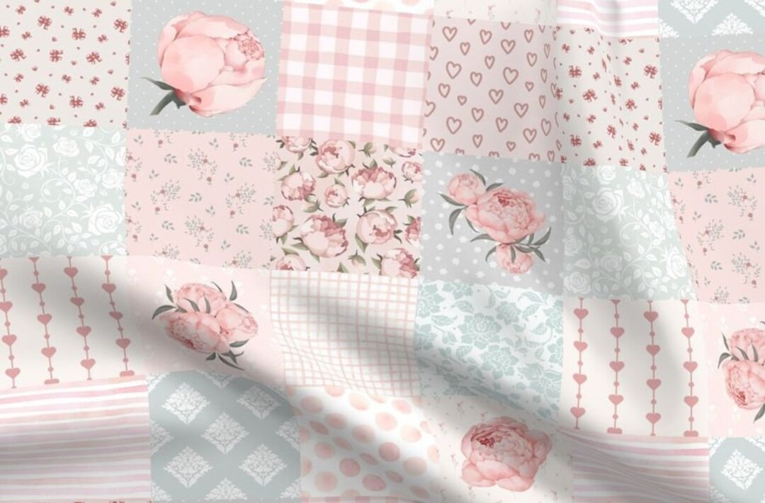 Floral Cheater Quilt Fabric by the Yard Shabby Chic Fabric Shabby Chic ...