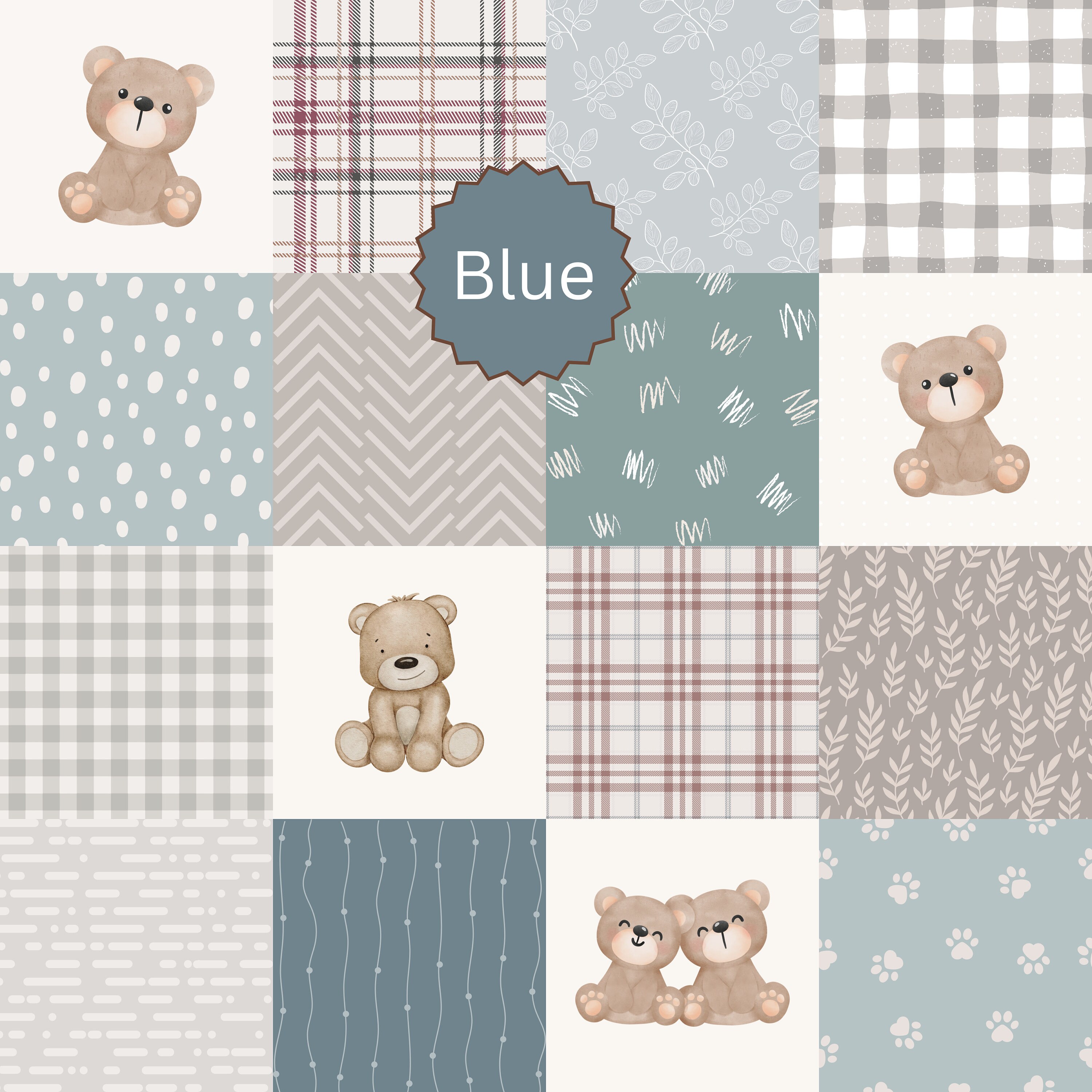 Teddy Bear Cheater Quilt Fabric by the Yard Modern Nursery Quilt Fabric ...