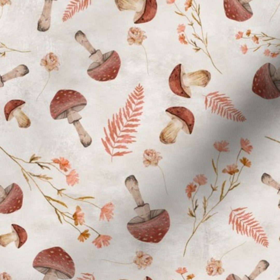 Ivory Mushroom Fabric by the Yard Fabric Mushroom Fabric Textured ...
