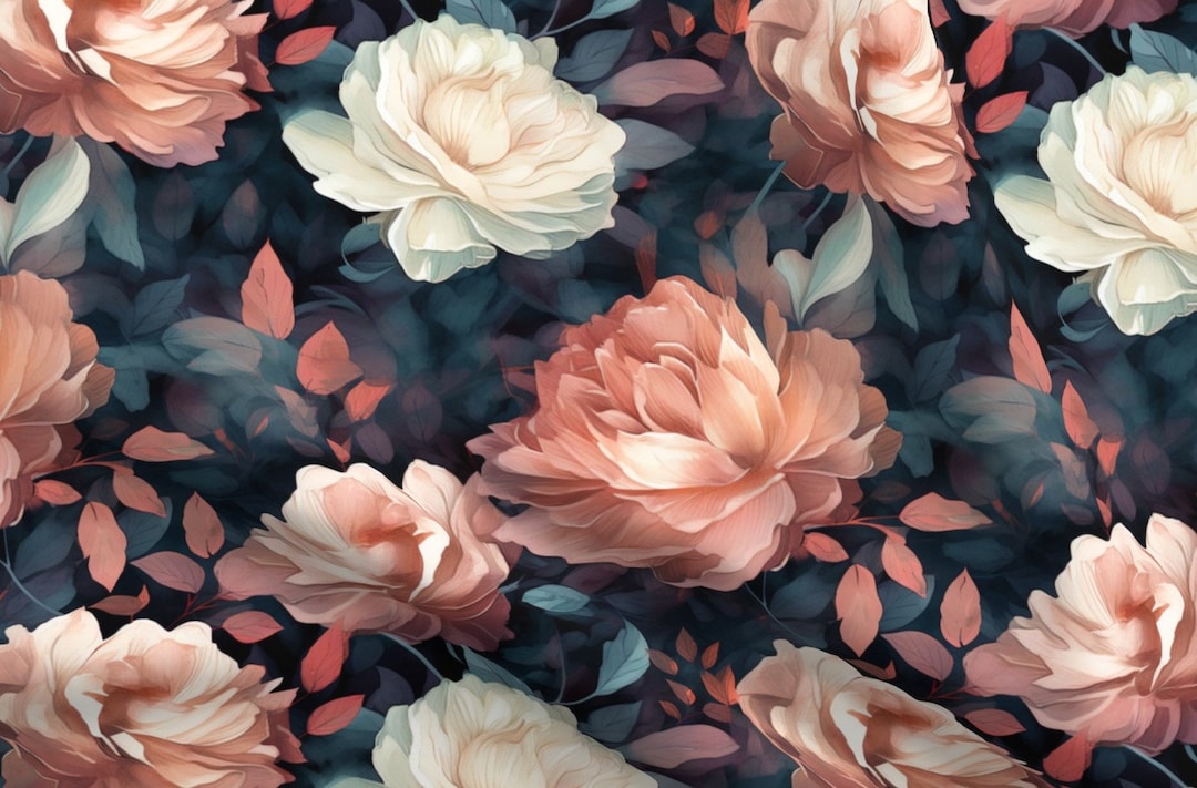 Extra Large Floral Fabric by the Yard Peach Peony Floral Oversized ...