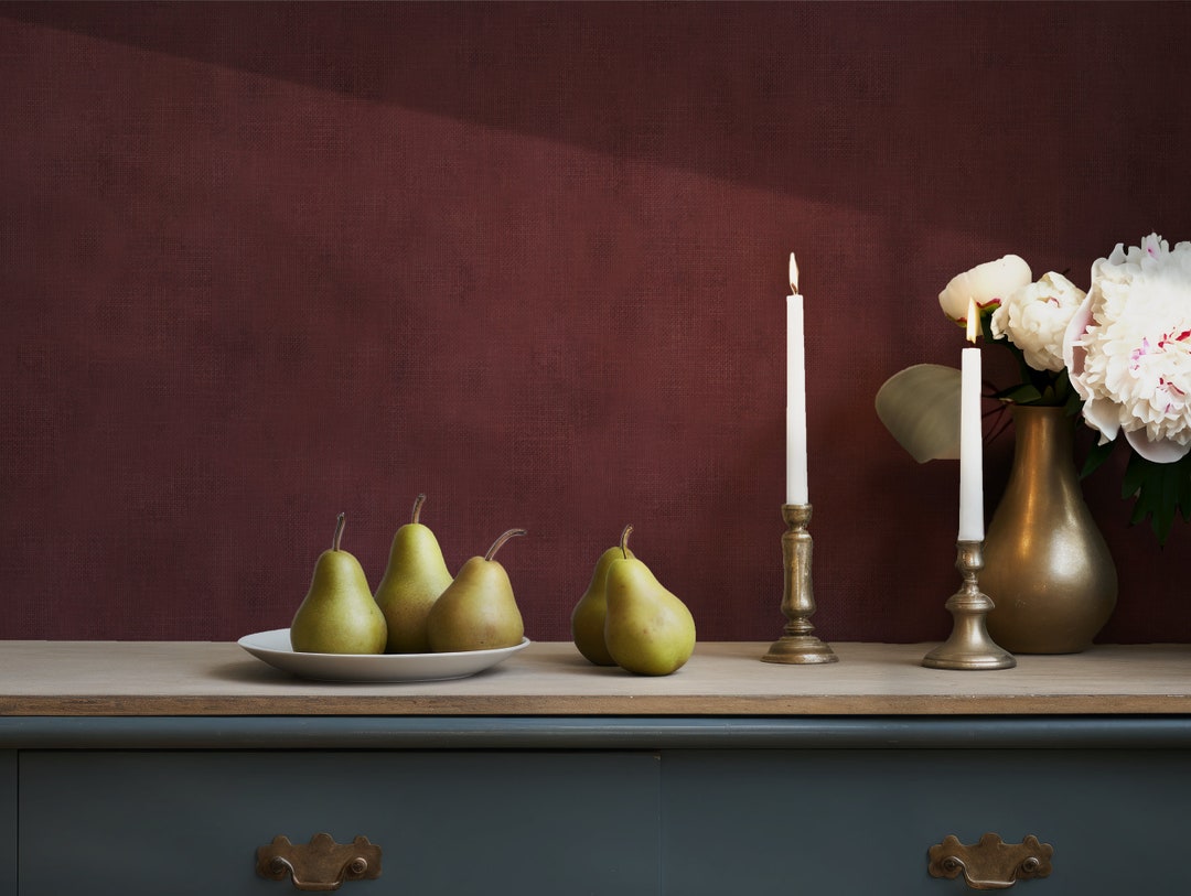 Moody Rust Red Textured Wallpaper Venetian Plaster Wallpaper Crimson ...