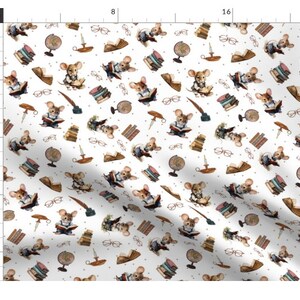 Book Fabric by the Yard Reading Boy Mice Nursery Decor Boy Mouse ...