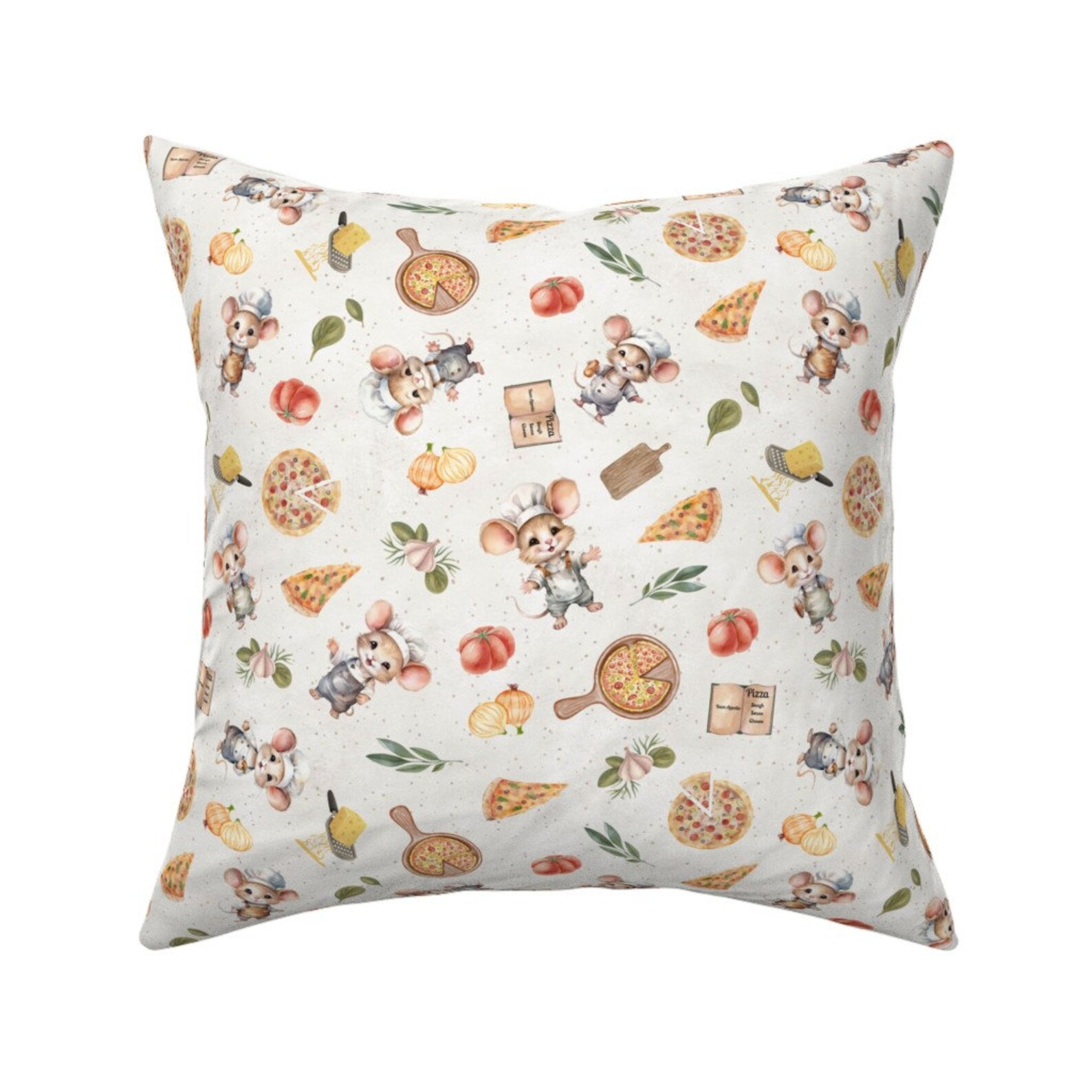 Pizza Chef Fabric by the Yard Italian Cute Mice Fabric Festa Della ...