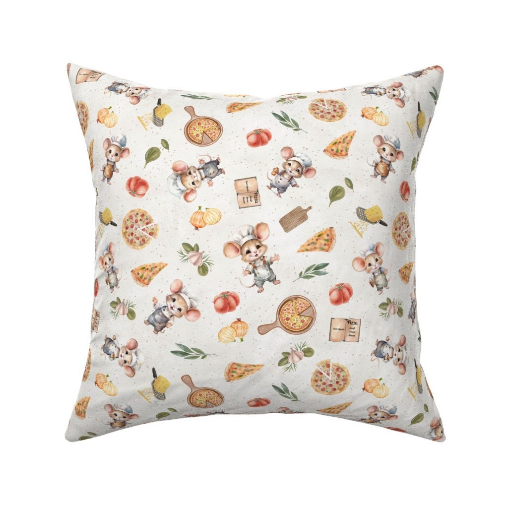 Pizza Chef Fabric by the Yard Italian Cute Mice Fabric Festa Della ...