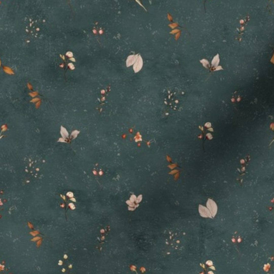 Floral Emerald Green Fabric by the Yard Emerald Floral Fabric Textured ...