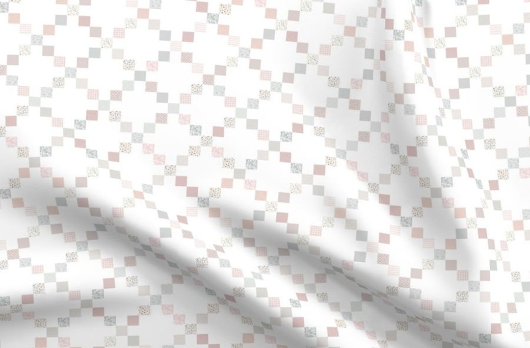 Irish Chain Cheater Quilt Fabric by the Yard Pastel Floral Fabric ...
