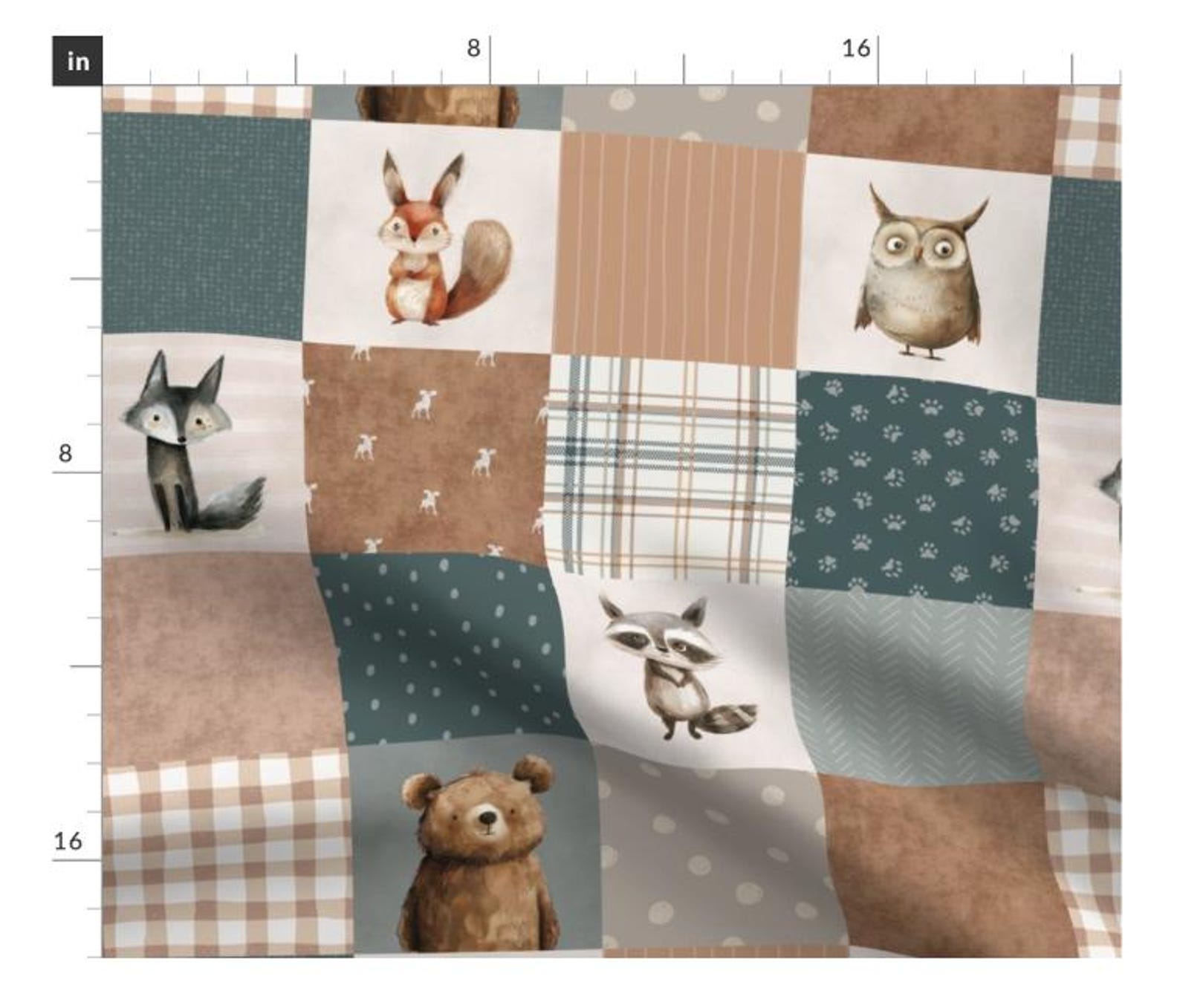 Rustic Baby Boy Cheater Quilt Fabric by the Yard Baby Animal Woodland ...