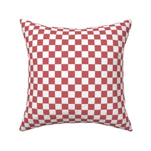 Red Retro Checker Fabric by the Yard Modern Checkered Fabric Small Red ...