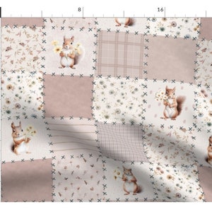 Cheater Quilt Fabric by the Yard Cute Squirrel Fabric With Flower and ...