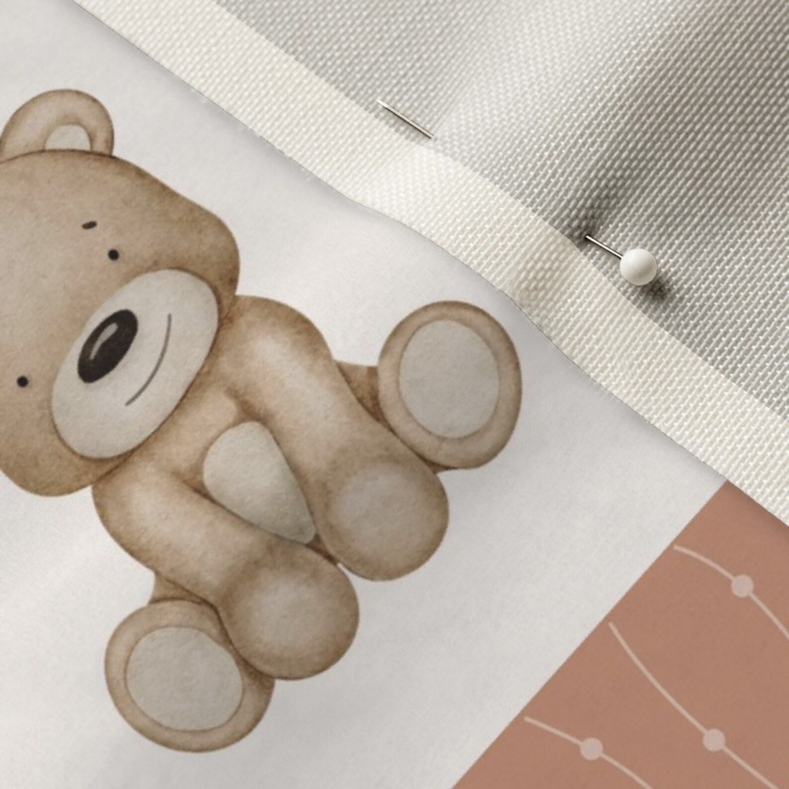 Teddy Bear Cheater Quilt Fabric by the Yard Modern Nursery Quilt Fabric ...