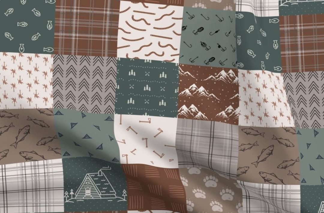Boy Cheater Quilt Fabric by the Yard Little Boy Fabric Hunter Green ...