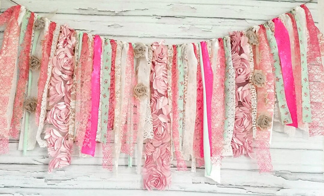Fabric Garland Hot Pink Garland Cake Smash Banner Pink Banner Fabric ...